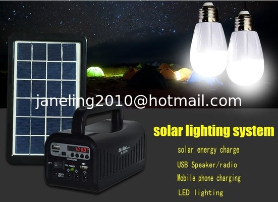 solar powered energy 5W solar home system with lithium battery LED emergency light red color