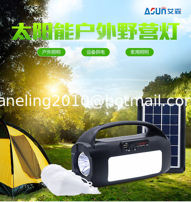 Renewable solar FM radio solar home power system LED lighting torch solar power kits solar energy system