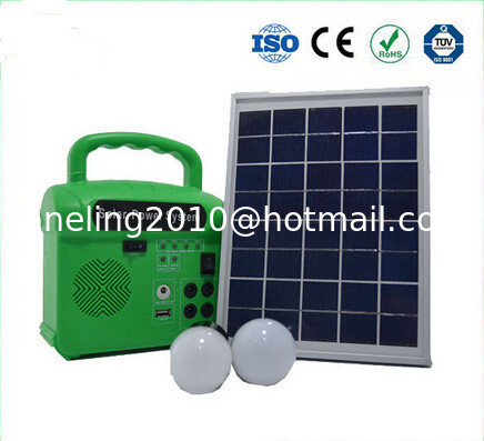 Stand alone home using green energy mini solar lighting kit integrated radio FM/AM