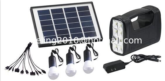 solar home lighting system with 3 LED bulbs for remote area, mobile charger , solar system with torch