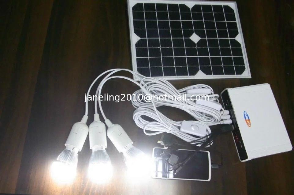 Newest ! 10W mini solar power system with lithium battery for solar home lighting , cam