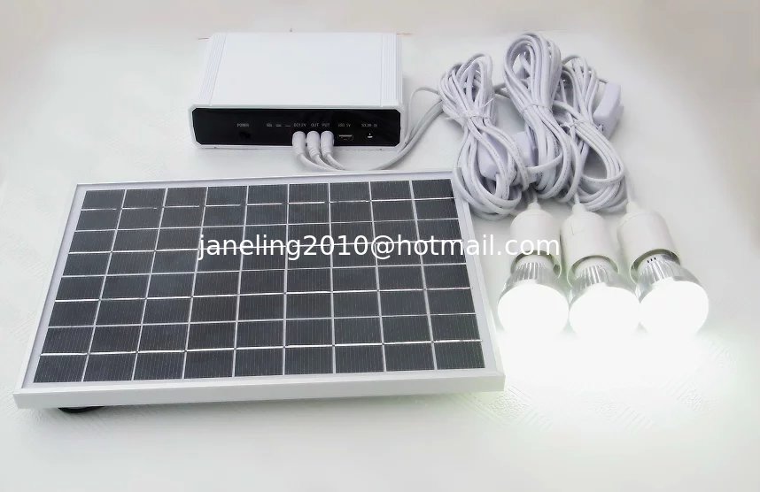 20W/14AH Li-ion lithium battery solar home power system with LED 3W bulbs switch cable