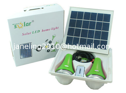 Solar power lighting kits 9W panel double lamps  lithium battery with remote control for camping,  emergency lighting