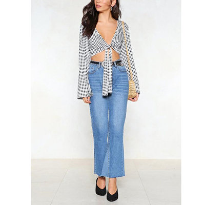 Yihao factory 2018 Summer Women Check Plaid Cotton check blouse design