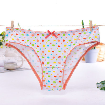Sanding milk fiber printing young girls thong underwear