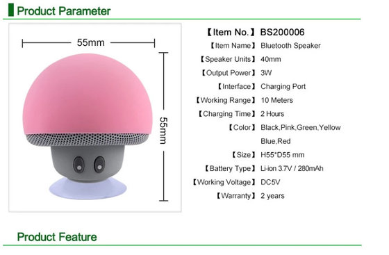 Wireless bluetooth Speaker Portable Mini Speakers Mushroom Waterproof Bass Stereo Speaker With Mic For Mobile Phone Comp