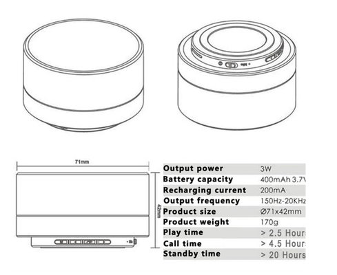 2018 New products A10 mini bluetooth ibastek 3W speaker with colorful LED FM radio