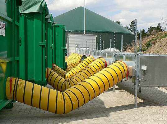 Yellow Flexible Air Ducting Tarpaulin Fabric Air Duct PVC Flexible Air Ducting Air Distribution Duct with Holes supplier