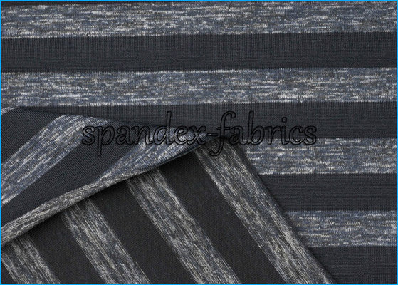 Darkgray Black Heather Stripe Polyester Nylon Spandex Jersey Blend Knit Fabric / Supplex Lycra Fabric