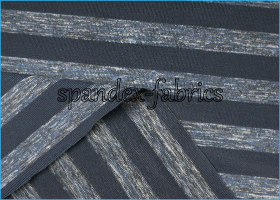 Dark-blue Black Heather Stripe Spandex Knit Jersey Fabric for Bikini / Supplex Lycra Fabric