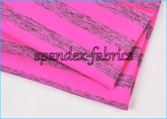 Rose Grey Heather Stripe Supplex Lycra Fabric , Polyeter Nylon Spandex Blend Yarn Fabric for Tee
