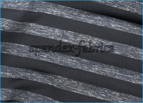 Darkgray Black Heather Stripe Polyester Nylon Spandex Jersey Blend Knit Fabric / Supplex Lycra Fabric
