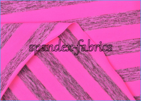 Rose Grey Heather Stripe Supplex Lycra Fabric , Polyeter Nylon Spandex Blend Yarn Fabric for Tee