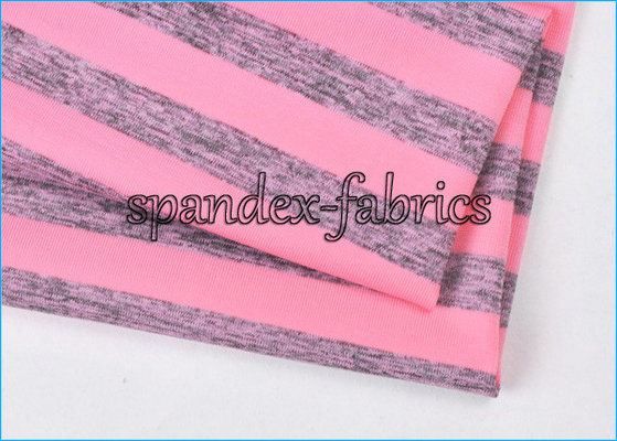 Pink Black Heather Stripe Knitting Yarn Dyed Fabric for Strappy Bra / Supplex Lycra Fabric