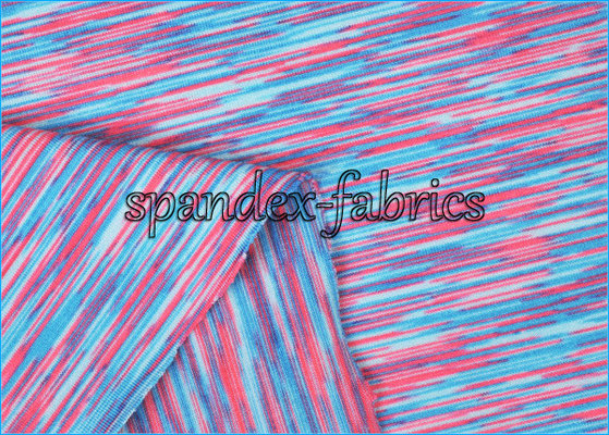 87% Polyester 13% Spandex Blend Rainbow Space Dyed Stretch Jersey Knit Fabric