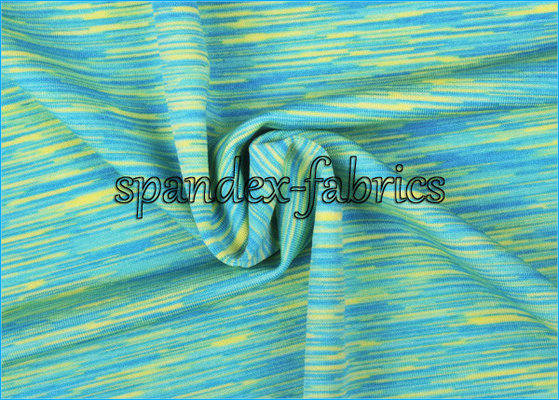 Weft Knitting Terylene Elastane Sportswear Fabric Green Blue Yellow Mix Color
