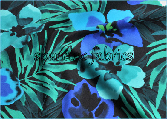 Floral Prints Nylon Spandex Swimsuit Fabric / Nylon Lycra Printed Elegant Flower