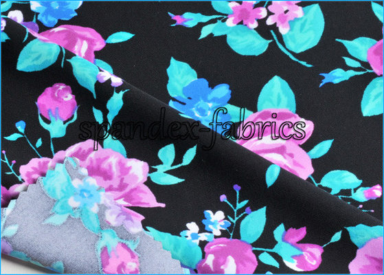 Floral Prints Nylon Spandex Swimsuit Fabric / Nylon Lycra Printed Elegant Flower