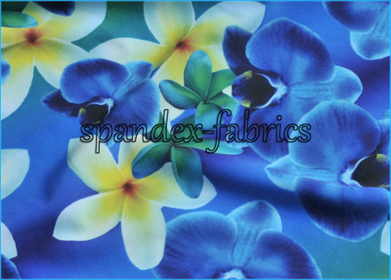 Floral Prints Nylon Spandex Swimsuit Fabric / Nylon Lycra Printed Elegant Flower