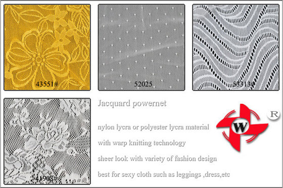 French Net Elastane Paisley Jacquard Power Mesh Fabric White 1.4m*80gsm