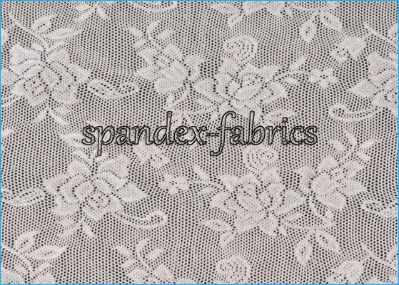 Beautiful Flower Ivory Nylon Lycra Jacquard Power Net Lace Fabric