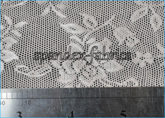 Beautiful Flower Ivory Nylon Lycra Jacquard Power Net Lace Fabric