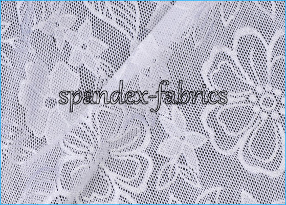 Nylon Lycra Stretch White Bridal Lace Fabric Jaquard Net Power Mesh Fabric