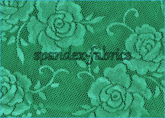 Flexiable And Soft Jacquard Power Mesh Green Lace Fabric for Fancy Underwear