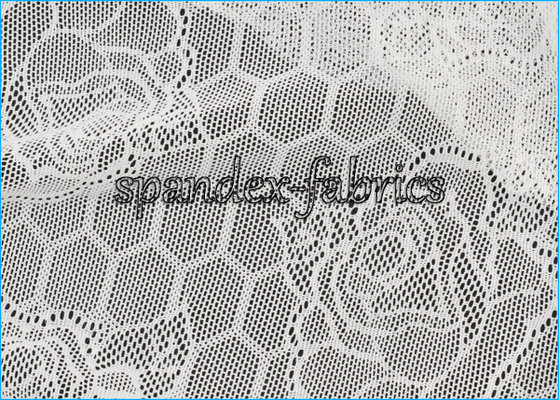 Lotus Flower And Hexagon Pattern Sheer Lace Fabric Stretch Jacquard