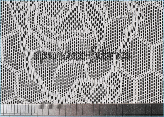 Lotus Flower And Hexagon Pattern Sheer Lace Fabric Stretch Jacquard
