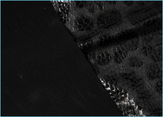 Custom Black Leather Like Fabric Fashion Cloth 95% Polyester 5% Spandex