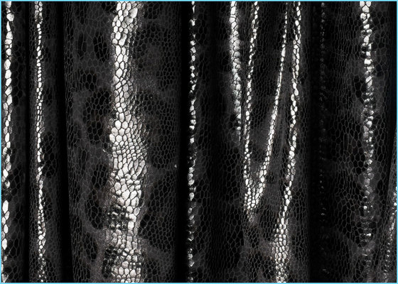 75D/20D Black Snake Skin Embossed Faux Leather Fabric for Making Bags