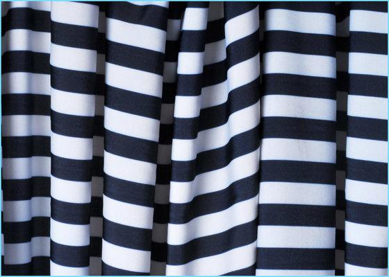 Blue And White Stripe Fabric / Matt Nylon Lycra Printed Spandex Fabric  1.5m*220gsm