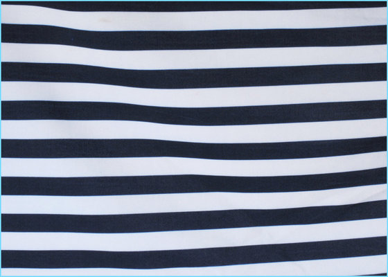 Blue And White Stripe Fabric / Matt Nylon Lycra Printed Spandex Fabric  1.5m*220gsm