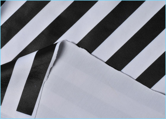 Black And White Stripe Fabric / Semi Gross Polyester Lycra Printed Spandex Fabric  1.5m*180gsm