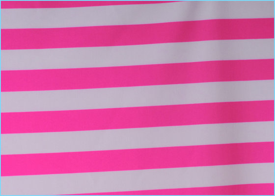 Pink And White Stripe Fabric / Full Dull Nylon Lycra Printed Spandex Fabric  1.5m*220gsm