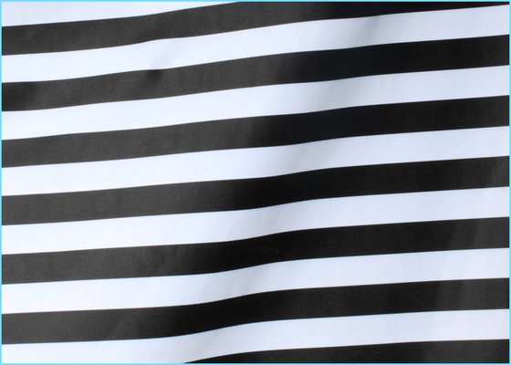 Black And White Stripe Fabric / Semi Gross Polyester Lycra Printed Spandex Fabric  1.5m*180gsm