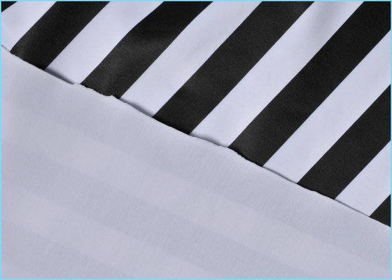 Black And White Stripe Fabric / Semi Gross Polyester Lycra Printed Spandex Fabric  1.5m*180gsm