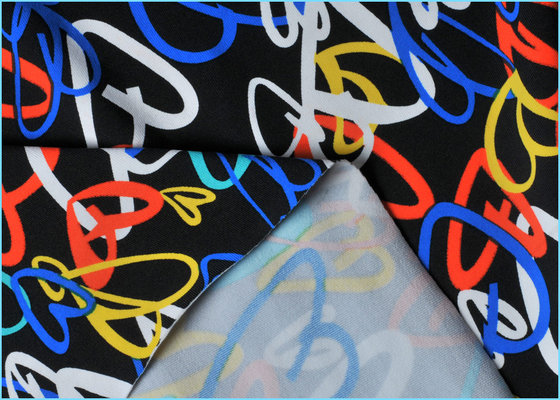Colorful Heart Print Fabric / Matt Nylon Lycra Printed Spandex Fabric  1.5m*220gsm