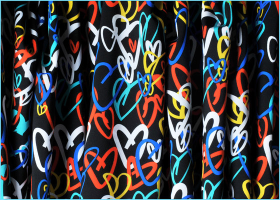 Colorful Heart Print Fabric / Matt Nylon Lycra Printed Spandex Fabric  1.5m*220gsm