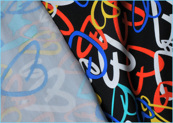 Colorful Heart Print Fabric / Matt Nylon Lycra Printed Spandex Fabric  1.5m*220gsm