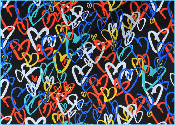 Colorful Heart Print Fabric / Matt Nylon Lycra Printed Spandex Fabric  1.5m*220gsm