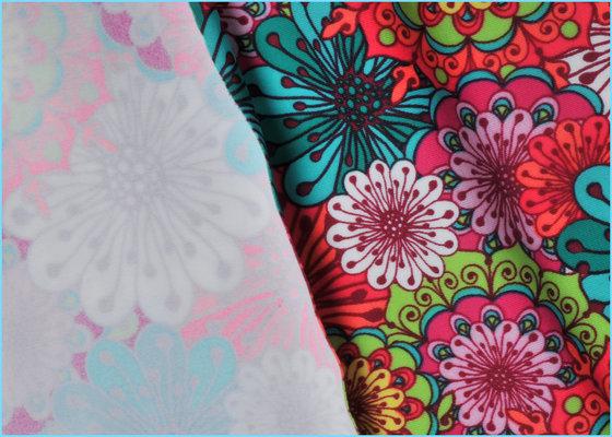 Floral Dress Fabric / Matt Nylon Lycra Printed Spandex Fabric  1.5m*220gsm