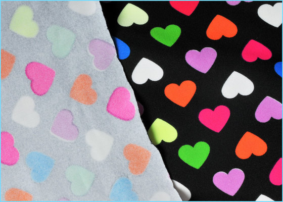 Six Color Heart Print Fabric /  Warp Knitted Printed Spandex Fabric  1.5m*220gsm