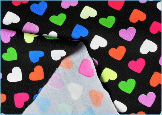 Six Color Heart Print Fabric /  Warp Knitted Printed Spandex Fabric  1.5m*220gsm