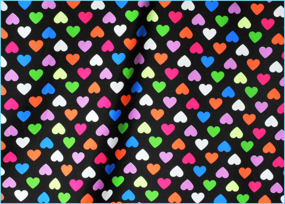 Six Color Heart Print Fabric /  Warp Knitted Printed Spandex Fabric  1.5m*220gsm