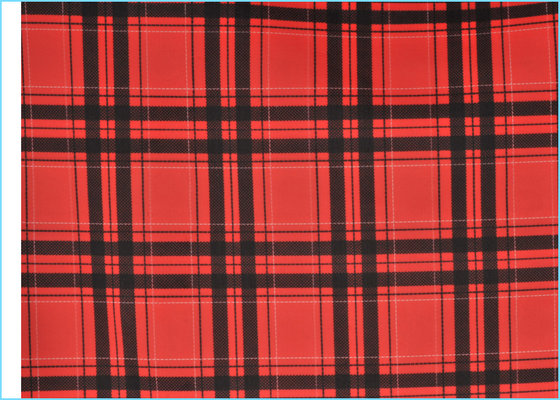 Red And Black Plaid Fabric / Warp Knitted Printed Spandex Fabric  1.5m*220gsm