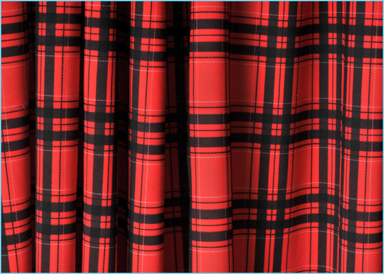 Red And Black Plaid Fabric / Warp Knitted Printed Spandex Fabric  1.5m*220gsm