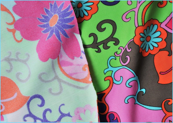 Colorful Big Flower Fabric /  4 Way Stretch Warp Knitted Printed Spandex Fabric  1.5m*220gsm