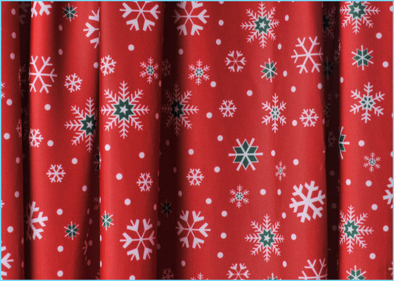 Multi Red Snow Design 4 Way Stretch Warp Knitted Printed Spandex Fabric  1.5m*220gsm